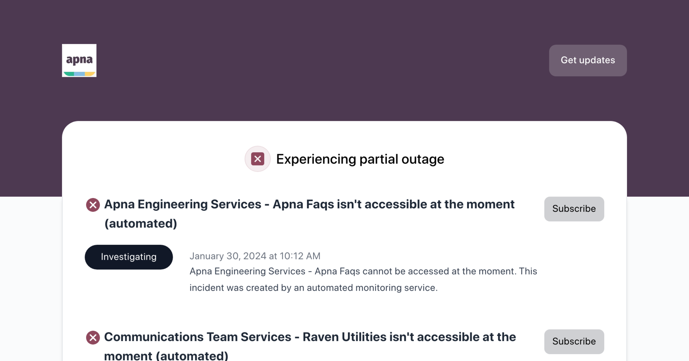 Our Public API - Apna - Status